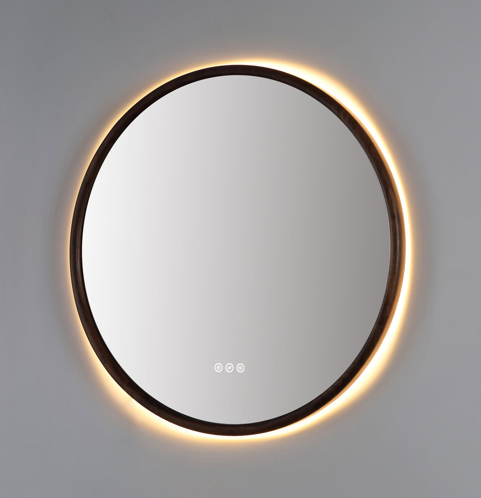 Mirror ZEN 30-inch Walnut (with LED Lighting) – kartonrepublic