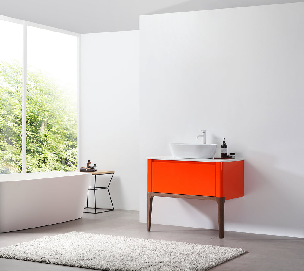 SEBASTIAN 36” RED AMBER DUAL MOUNT MODERN BATHROOM VANITY – kartonrepublic